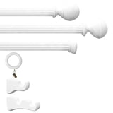 Lumi Mix & Match 1-3/8 in. Wood Single Curtain Rod, White, 8FT (2-piece ...