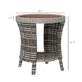 18" Wicker Coffee Table, PE Rattan Patio Side Table, 2-Tier Storage ...