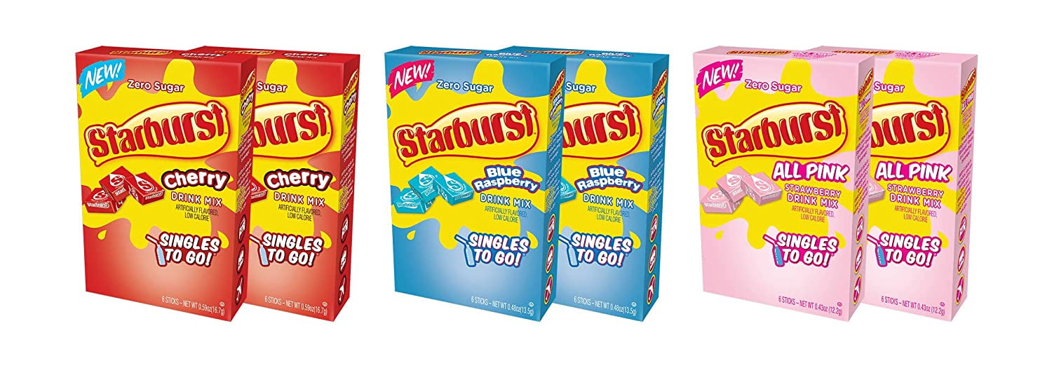 Starburst STG Drink Mix Variety Pack, 2 Cherry, 2 Blue Raspberry, 2 ...