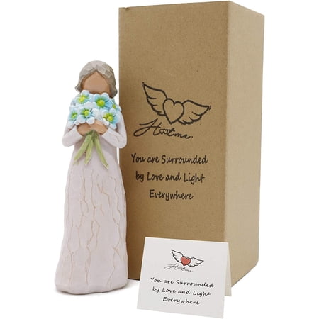 HTWW 6.2 Inch Guardian Angel Figurines, Forget Me Not Sculpted Hand ...