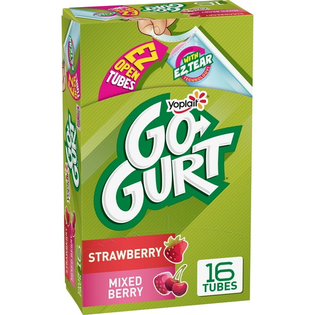 Yoplait Go-Gurt, Low Fat Yogurt, Strawberry & Mixed Berry Variety Pack, 32 oz - Walmart.com ...