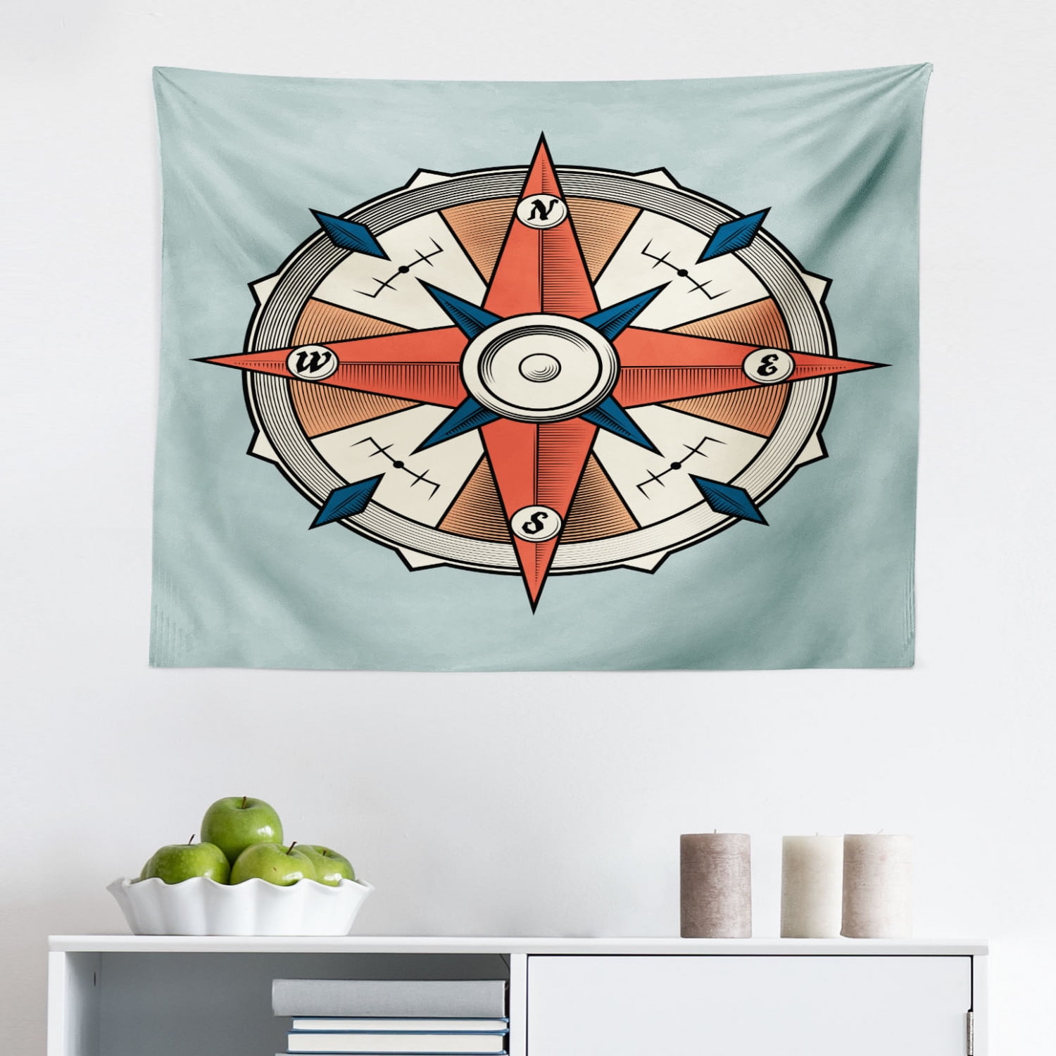 Compass Tapestry, Colorful Different Compasses Set Orientation Earth's ...