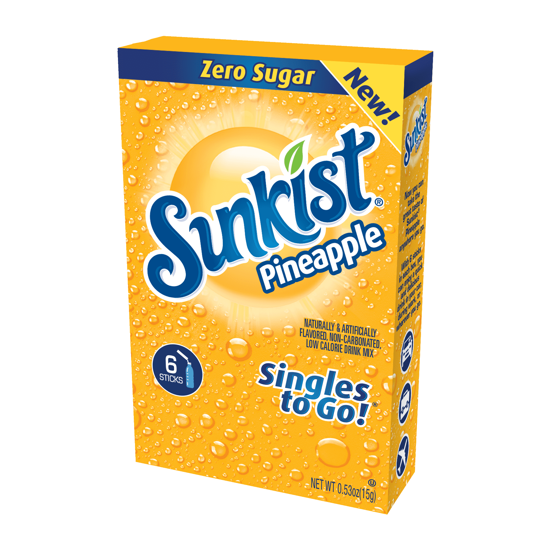 Sunkist Soda Pineapple Singles To Go Drink Mix, 0.53 OZ, 6 CT - Walmart.com