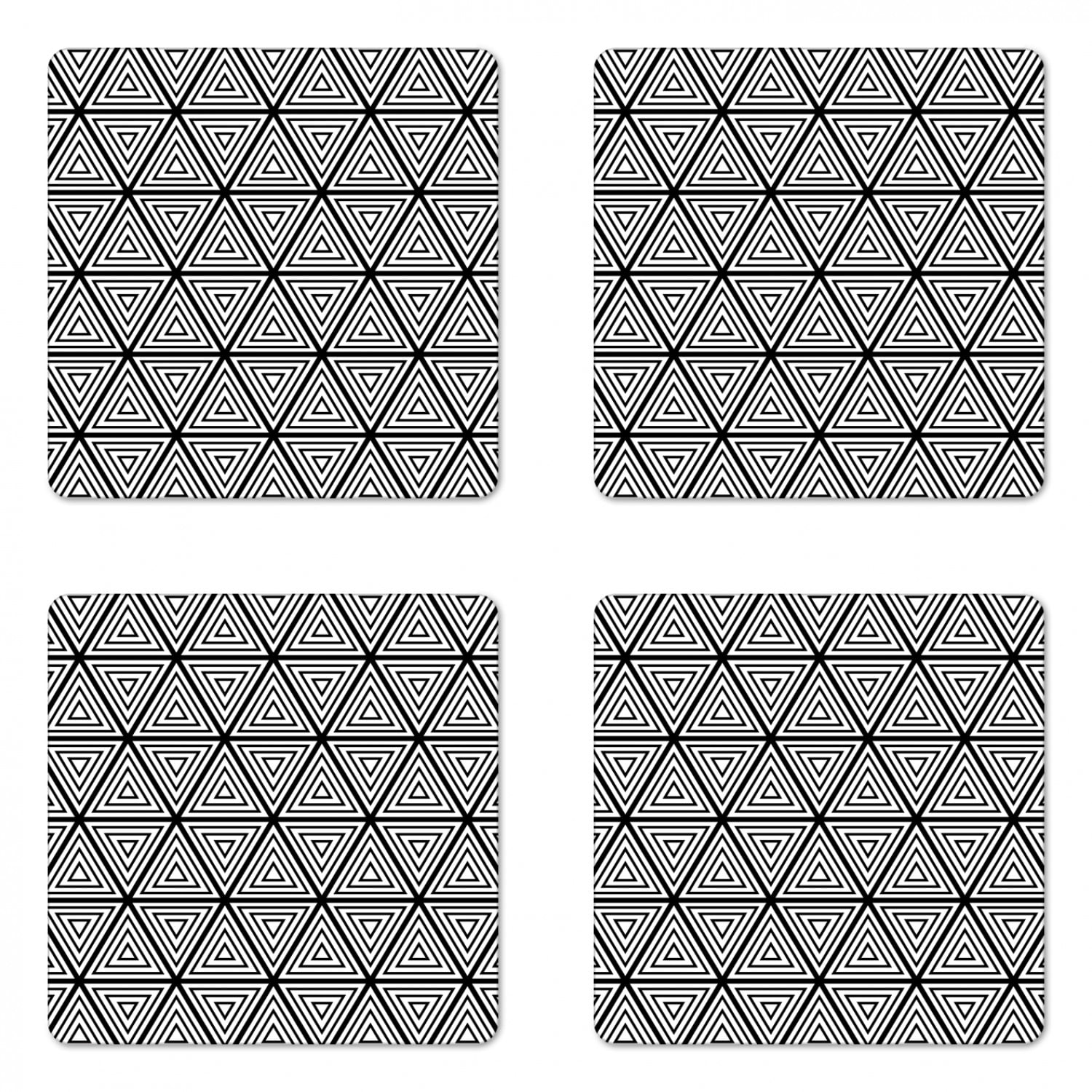 Abstract Coaster Set of 4, Geometric Inner Triangles Minimalist Western ...