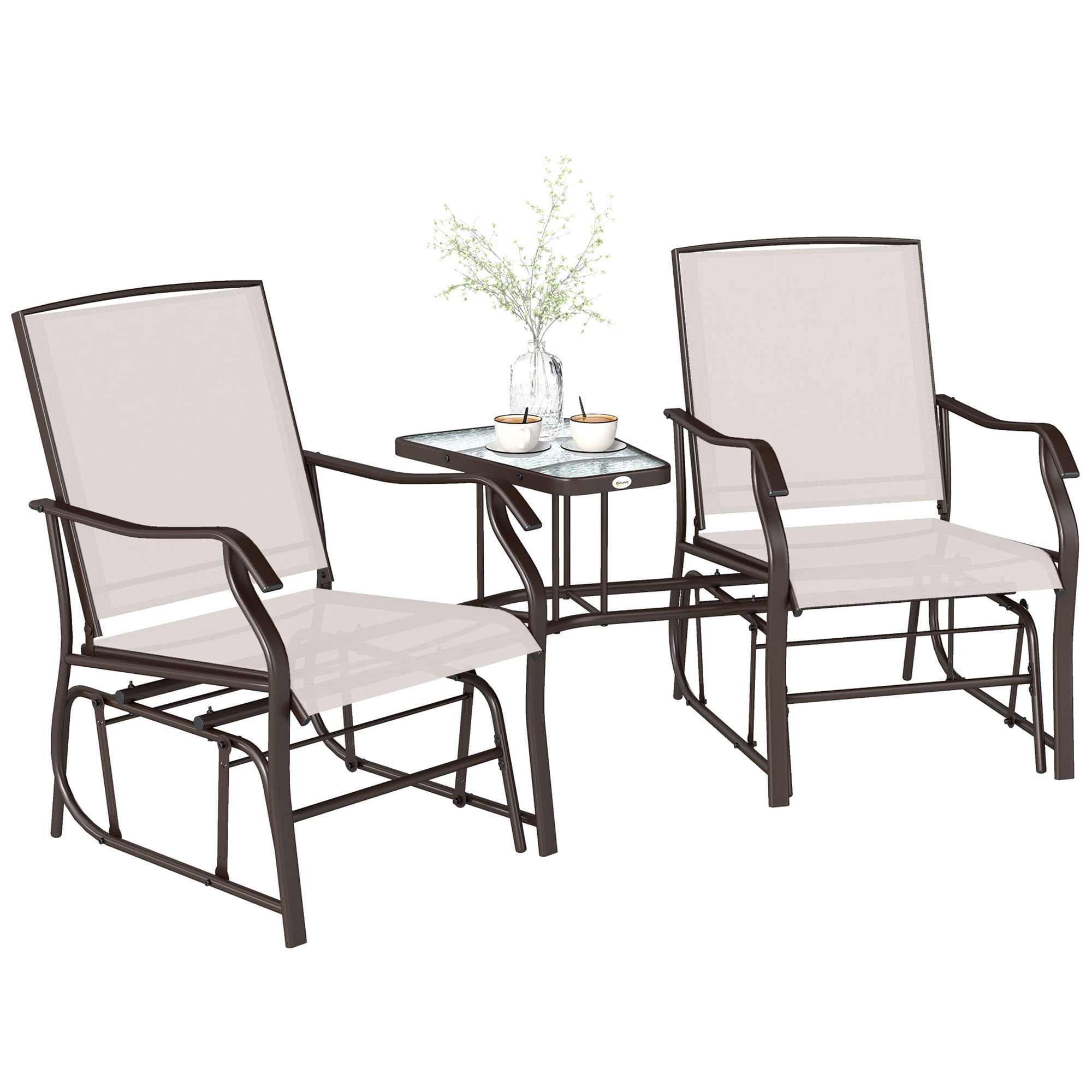Click here for Outsunny Patio Double Glider Chair With Glass Top... prices