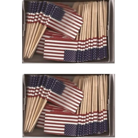 2 Boxes of Mini United States Toothpick Flags, 200 Small American Flag ...