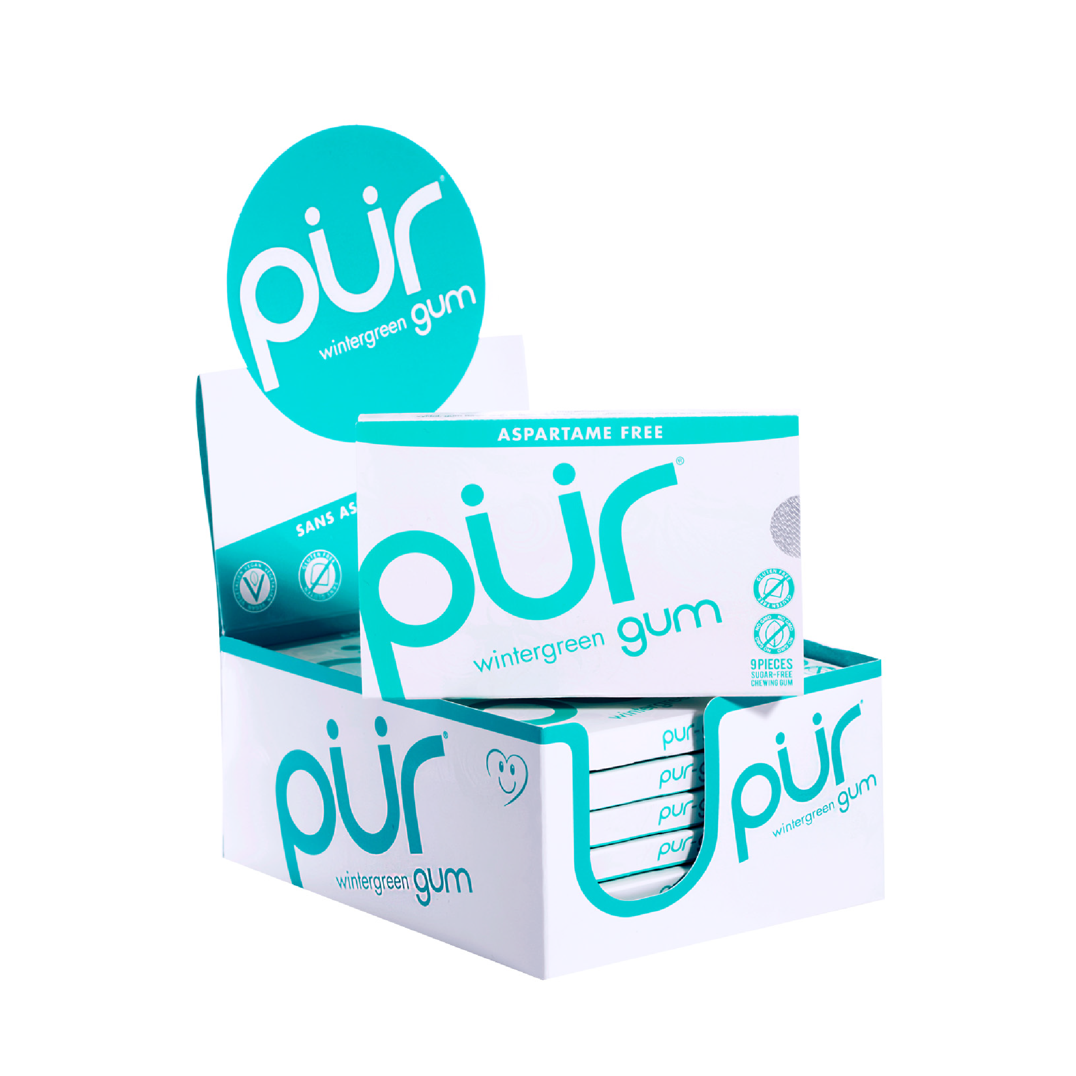 PUR Gum Aspartame Free Wintergreen Gum Pack Of 12 Single Box PUR Gum Aspartame Free Wintergreen Gum Pack Of 12 Single Box