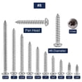 #8 x 5/8" Wood Screw 100Pcs 18-8 (304) Stainless Steel Pan Head Fast ...