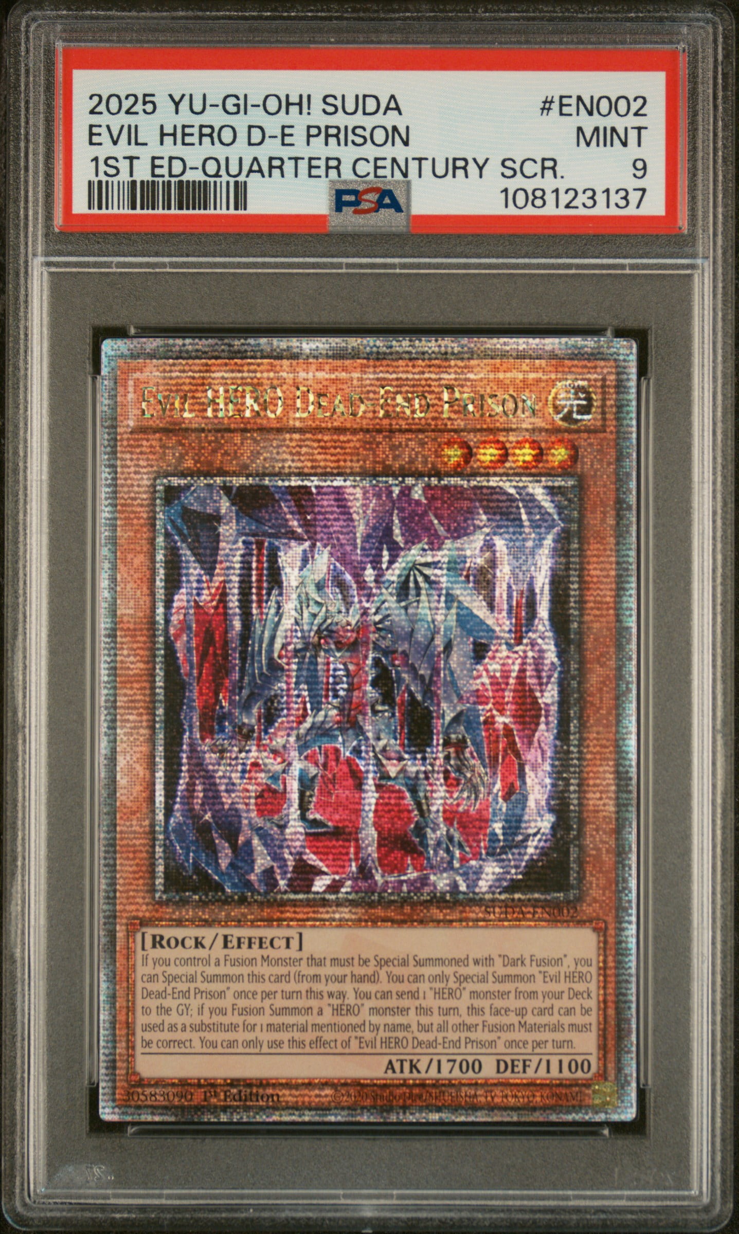 Yu Gi Oh! TCG, PSA Graded 9 MINT, Evil Hero D E Prison Evil Hero D E ...