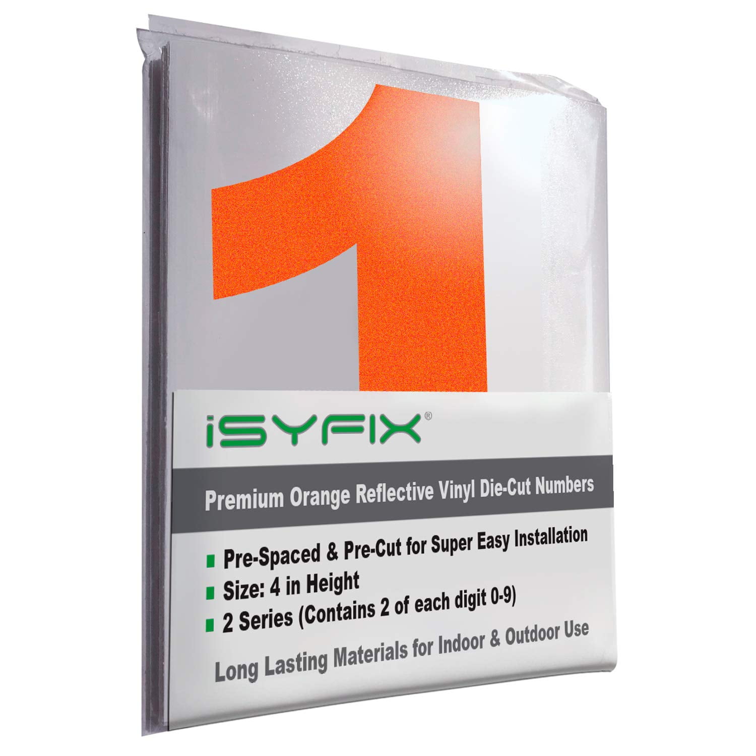 iSYFIX Reflective Orange Vinyl Numbers Stickers – 4 Inch Self Adhesive ...