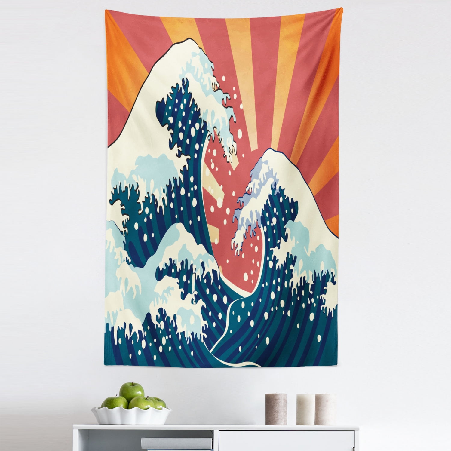 Japanese Wave Tapestry, Japanese Painting Style Summer Seasonal ...