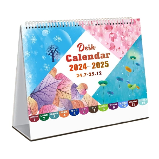 Small Flower Desk Stand Calendar 2024-2025, 2025 Standing Spiral Flip ...