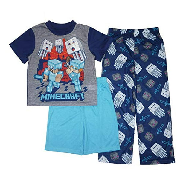 Minecraft Little/Big 3-Piece Pajama Set (8) Gray - Walmart.com
