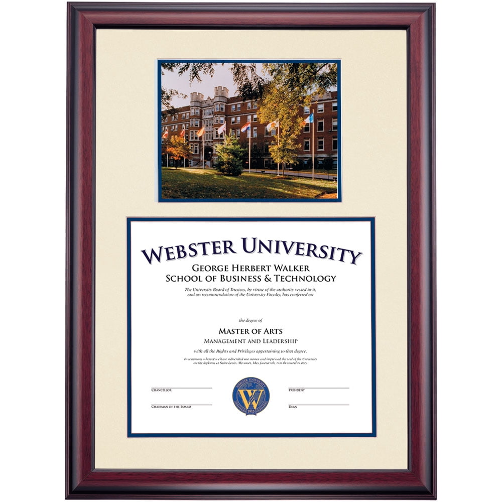 OCM Diploma Frame for Webster University, Ivory/Navy Mat with Webster ...