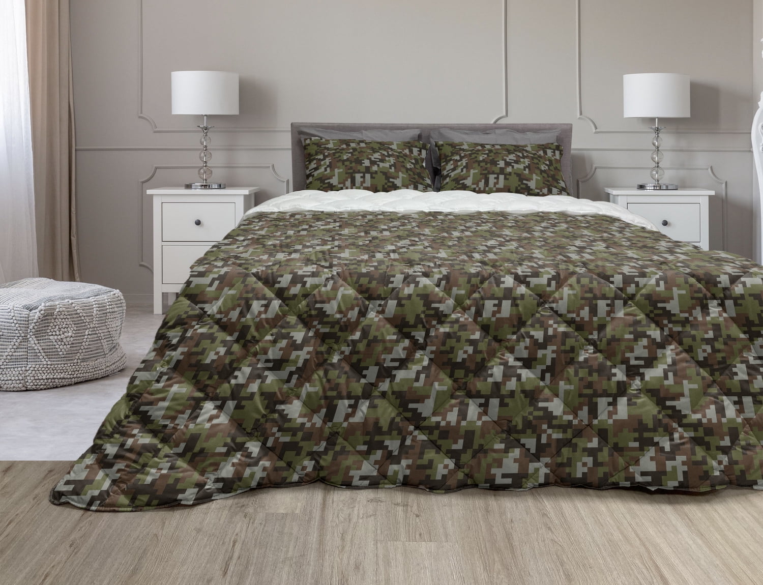 Camouflage Comforter & Sham Bedding Set, Camo Look Graphic of Abstract ...