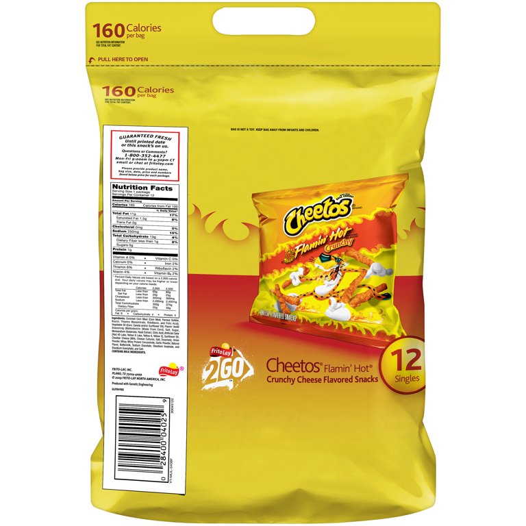 Cheetos Crunchy Flamin' Hot Cheese Flavored Snacks 12-1 Bag, 56% OFF