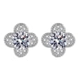 1 Pair Stud Earrings, Cubic Zirconia Inlaid Four-Leaf Clover Design ...