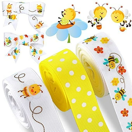 3 Pieces Bee Grosgrain Ribbon Bee Pattern Grosgrain Ribbons Dot Pattern ...