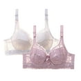 Levmjia 2PC Womens Bras Front Closure No Underwire Push Up Lace Underwear Comfortable Wireless ...