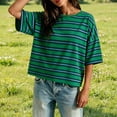 Womens Shirt Striped Color Short Sleeve Womens formal Shirts,Green,S ...