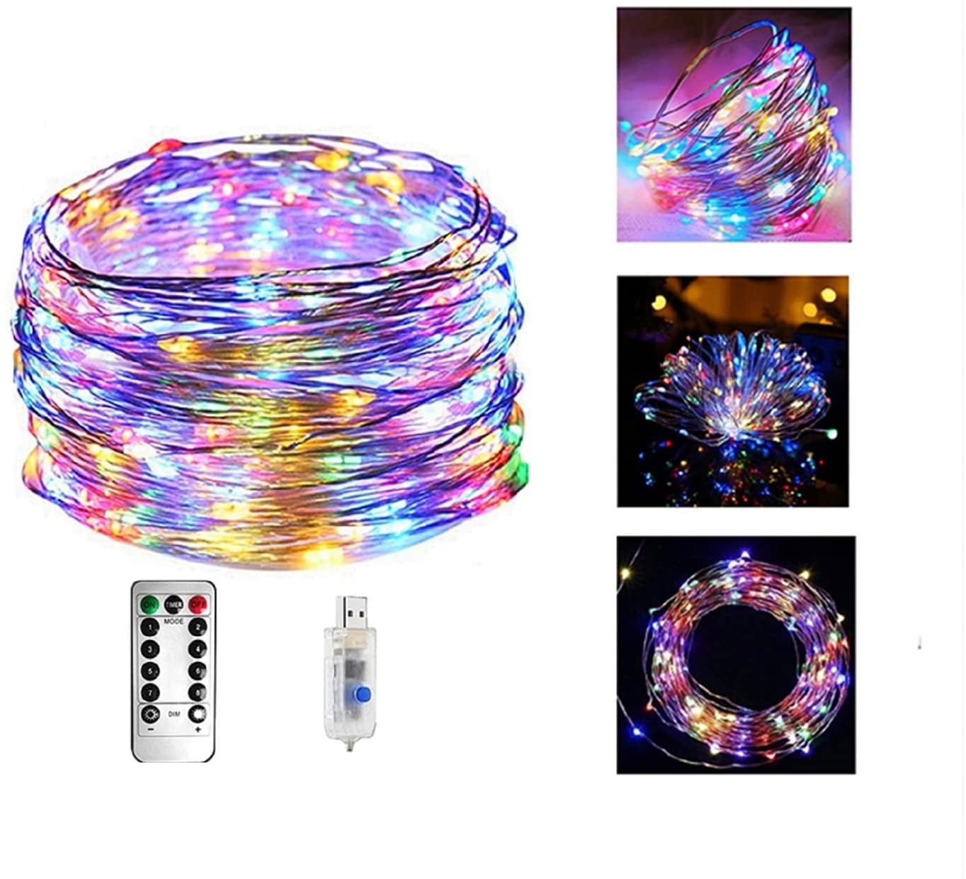 200 LEDs Color Changing Fairy Lights on 65.6ft String, USB Plug in ...