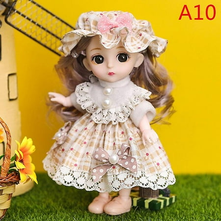 Mini 16cm bjd doll 13 movable joint girl doll 3d big eyes 1/12 fashion ...