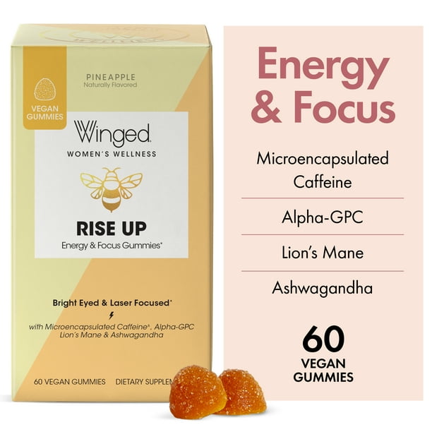 Winged Wellness Rise Up Gummy Supplement | Energy & Focus | (30 ...
