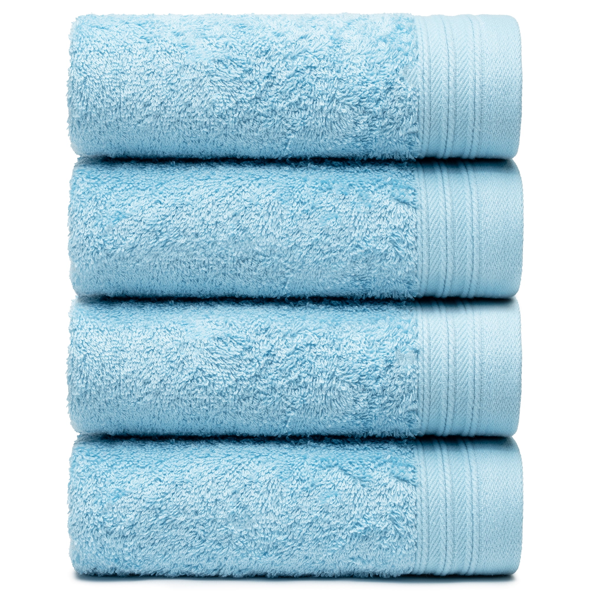 Premium Towel Set of 4 Hand Towels 18" x 30" Color: Sky Blue 100% ...
