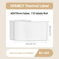 NIIMBOT Labels for B1/B21/B3S Label Printer, Thermal Labels 1.57"x 2.76"(40x70mm), 1 Roll of 110 ...