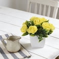 Artificial Potted Mini Rose Arrangement in White Square Pot for Home ...