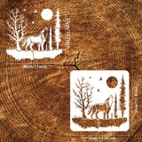 1pc Wolf Stencil for Painting 30x30cm Plastic Forest Trees Craft ...