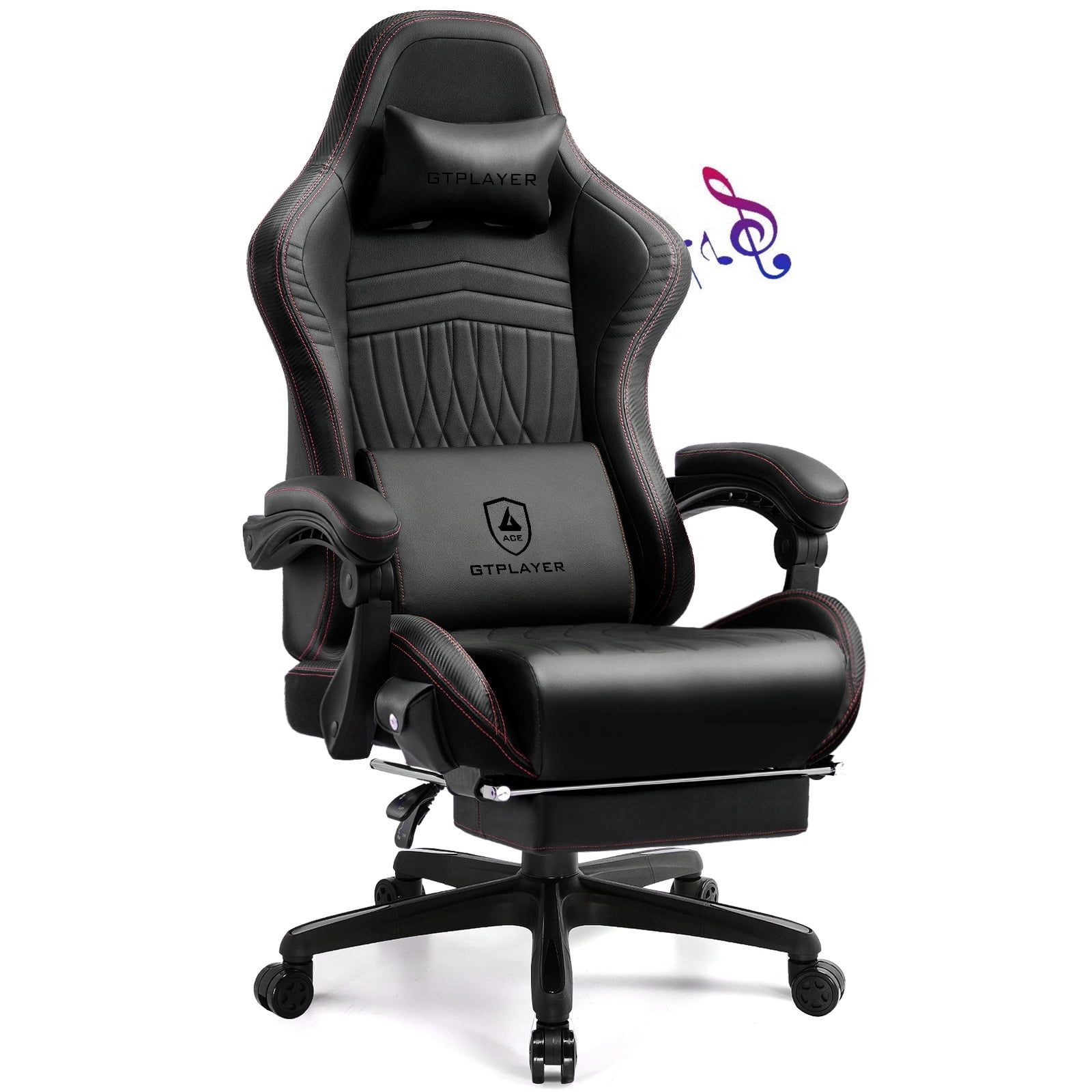 GTPLAYER PRO Gaming Chair with Footrest, Dual Bluetooth 5.1 Speakers ...