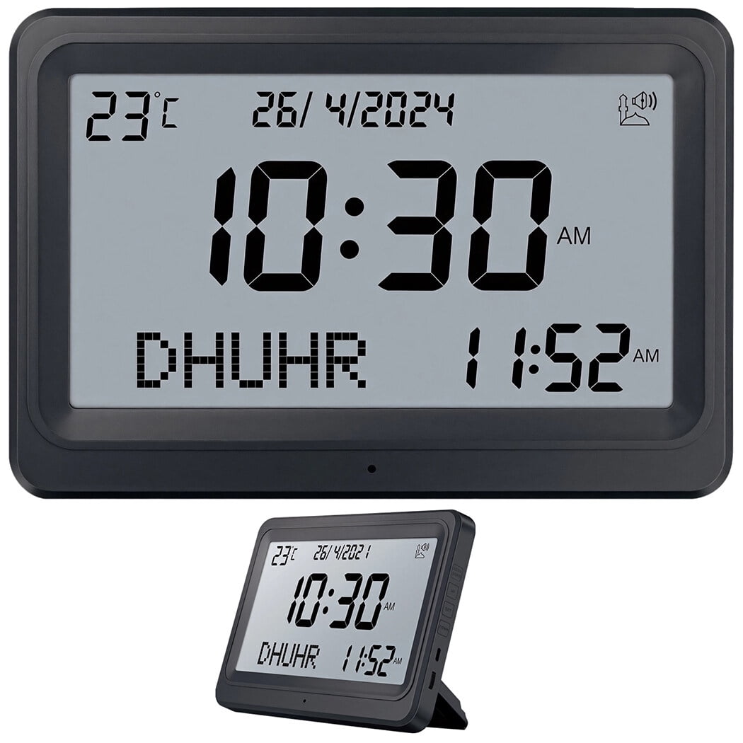 Reloj Athan para oración con sonido: pantalla LCD digital, calendarios ...