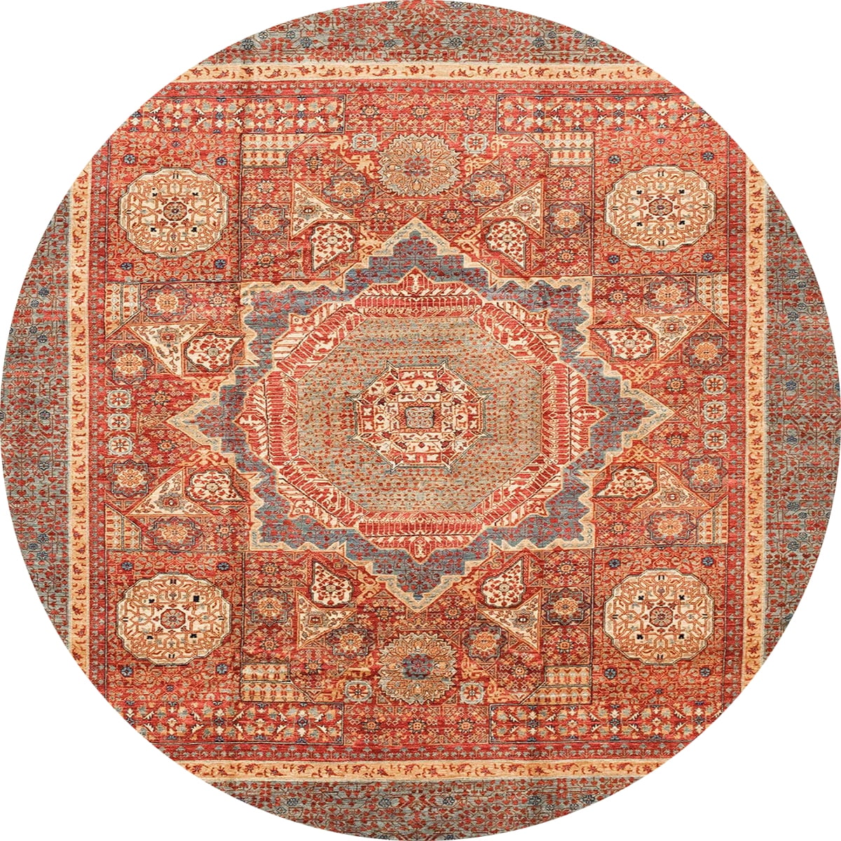 Ahgly Company Indoor Round Abstract Red Abstract Area Rugs, 8' Round ...