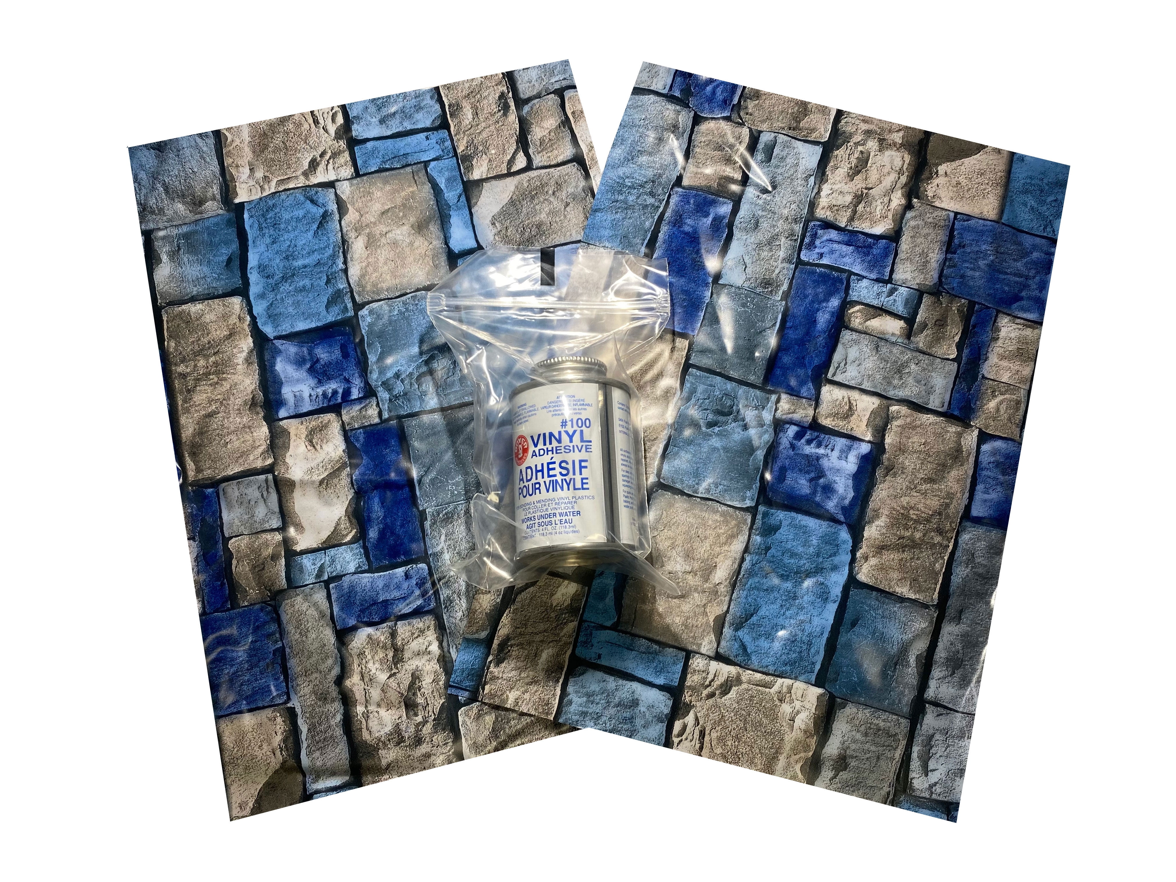 Stonewall Design Swimming Pool Patch Repair Kit Vinyl Liner 2 Patches 1 ...