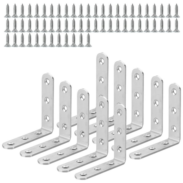 Unique Bargains 80 x 80mm Angle Bracket Stainless Steel L Shaped Angle ...