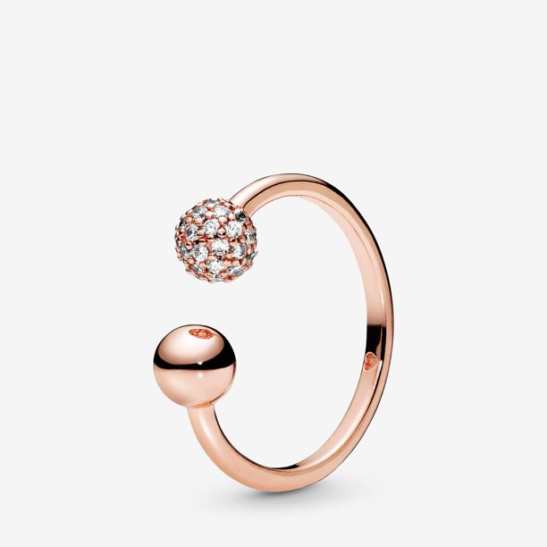 PANDORA Polished & Pave Bead Open Ring Size 6 - 188316CZ-52 - Walmart.com