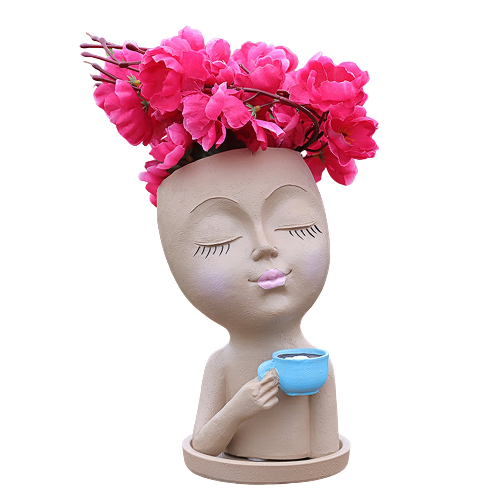 Hesroicy Resin Flower Vase with Large Capacity, Adorable Coffee Girl ...