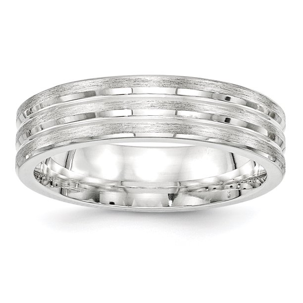 SS 6mm Brushed Fancy Band Size 7.5 - Walmart.com