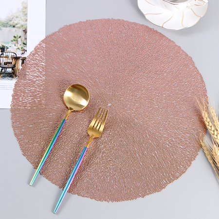 Placemats 15 inch Pressed Vinyl Round Table Mates Set of 6 Hollow Out ...