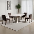 Pemberly Row 63 Inch Dining Table with Genuine White Marble Top and ...