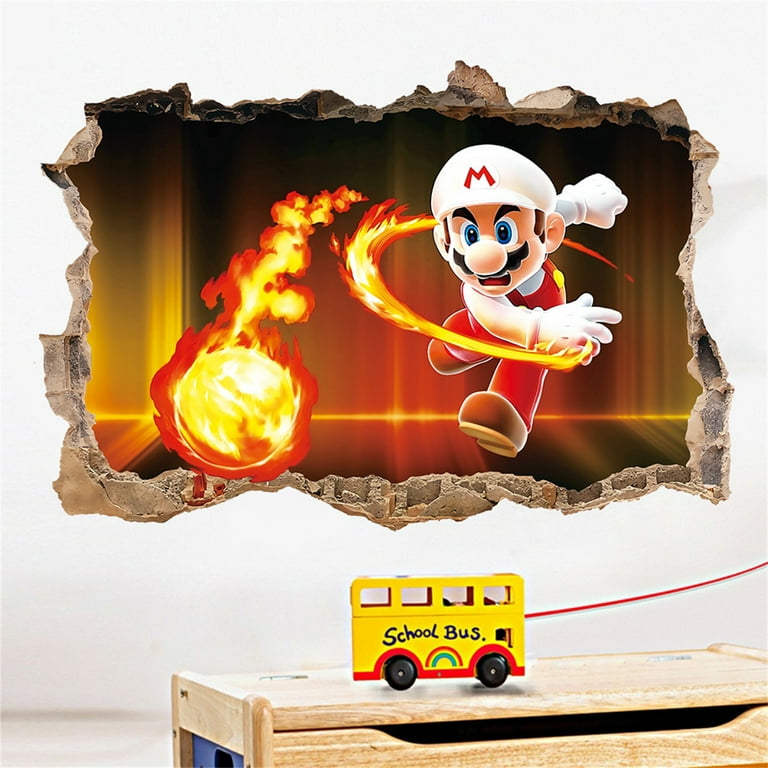 Super Mario Broswall Decal Super Mario Bros Wall Sticker Smashed 3D