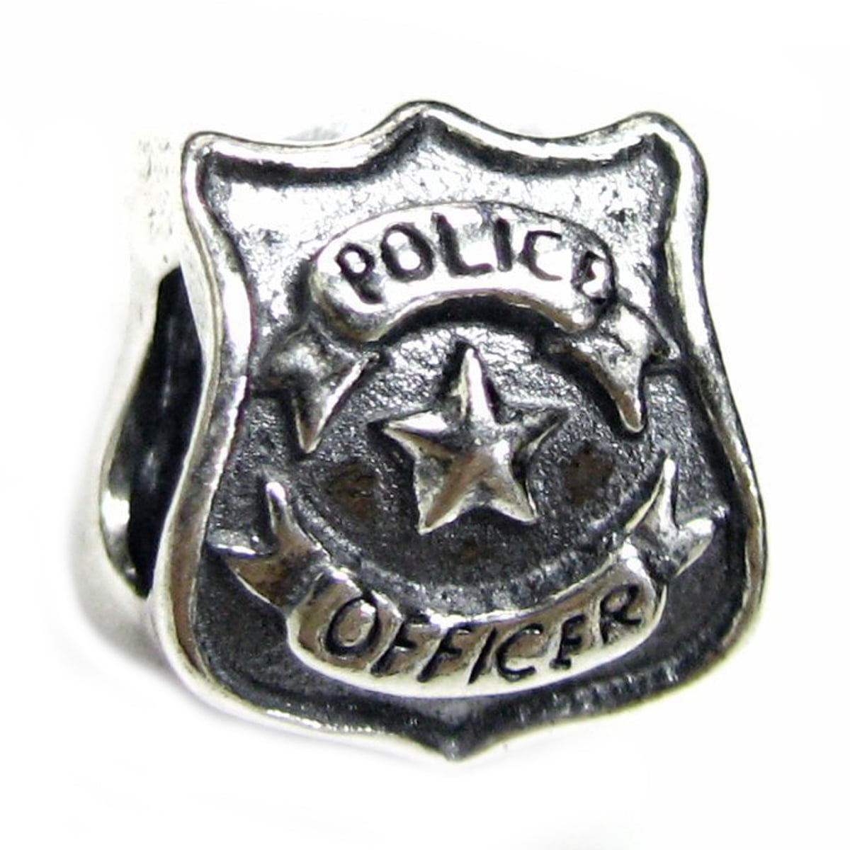 Queenberry Sterling Silver Serve Protect Police Officer Badge European ...