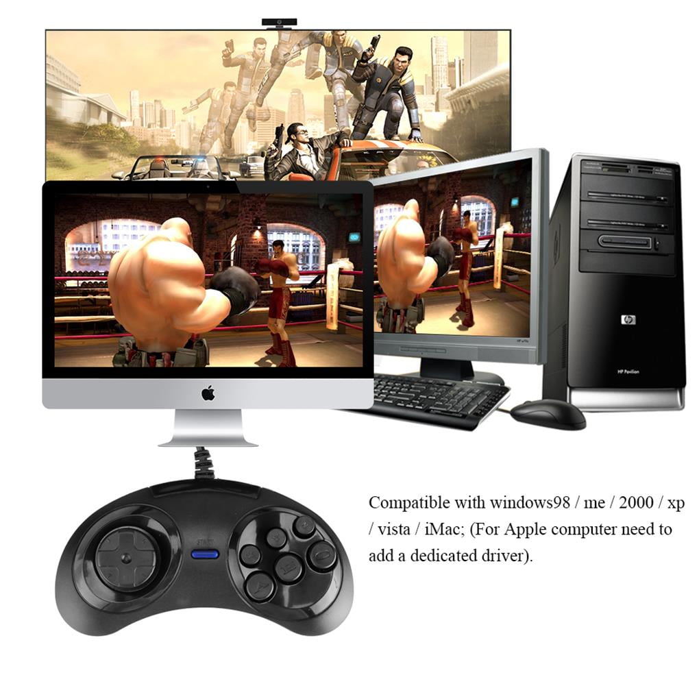 Buy For SEGA USB Classic Gamepad 6 Buttons USB Gaming Joystick Holder ...