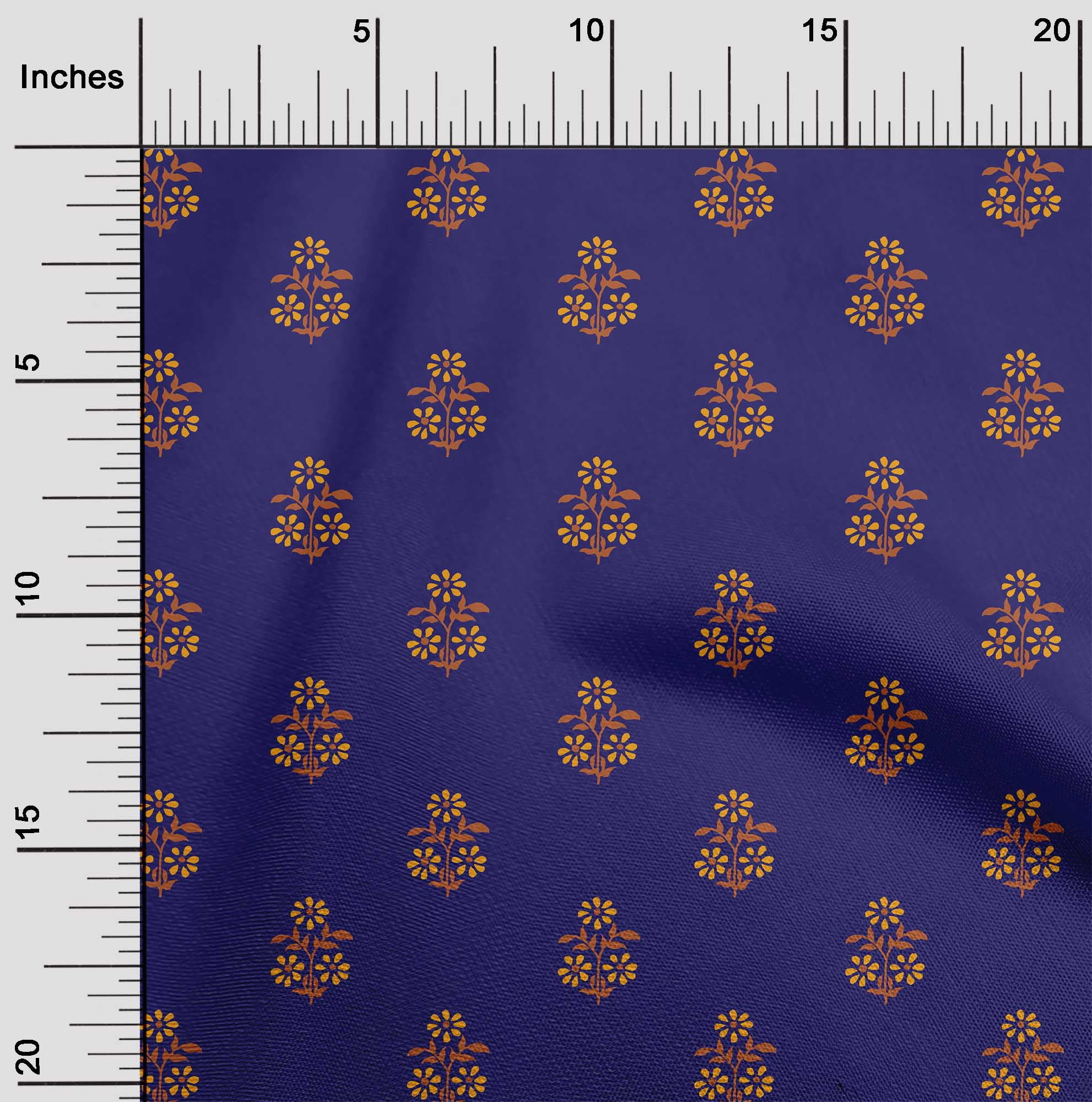oneOone Viscose Chiffon Fabric Leaves & Floral Block Print Fabric By ...