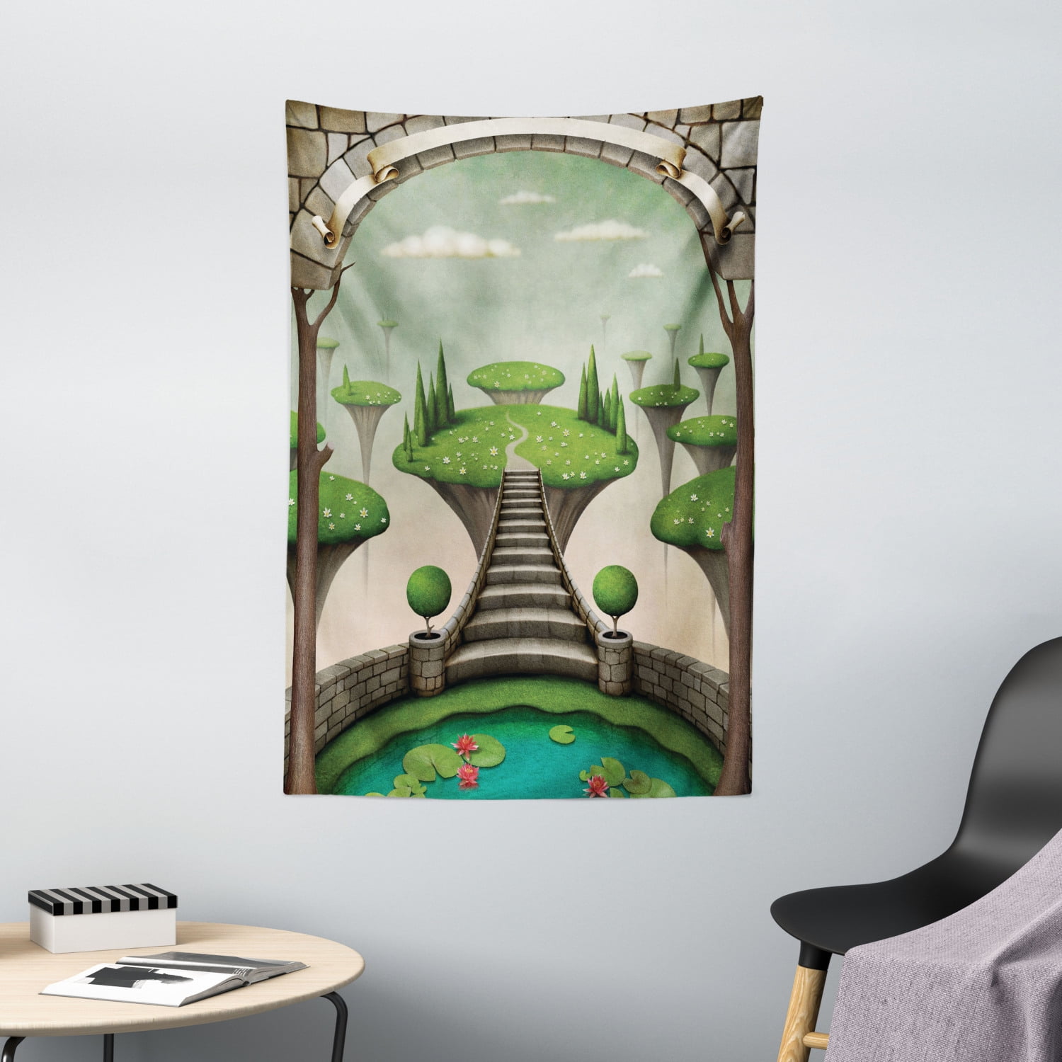 Fantasy Tapestry, Fairytale Landscape View with Hanging Islands and a ...