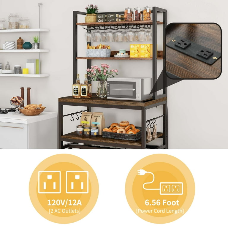 Home Depot Bakers Racks Furologee Kitchen Bakers Rack With Power