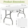 6ft Heavy-Duty Outdoor Folding Table for 6 - Sturdy HDPE Top, 350lbs ...