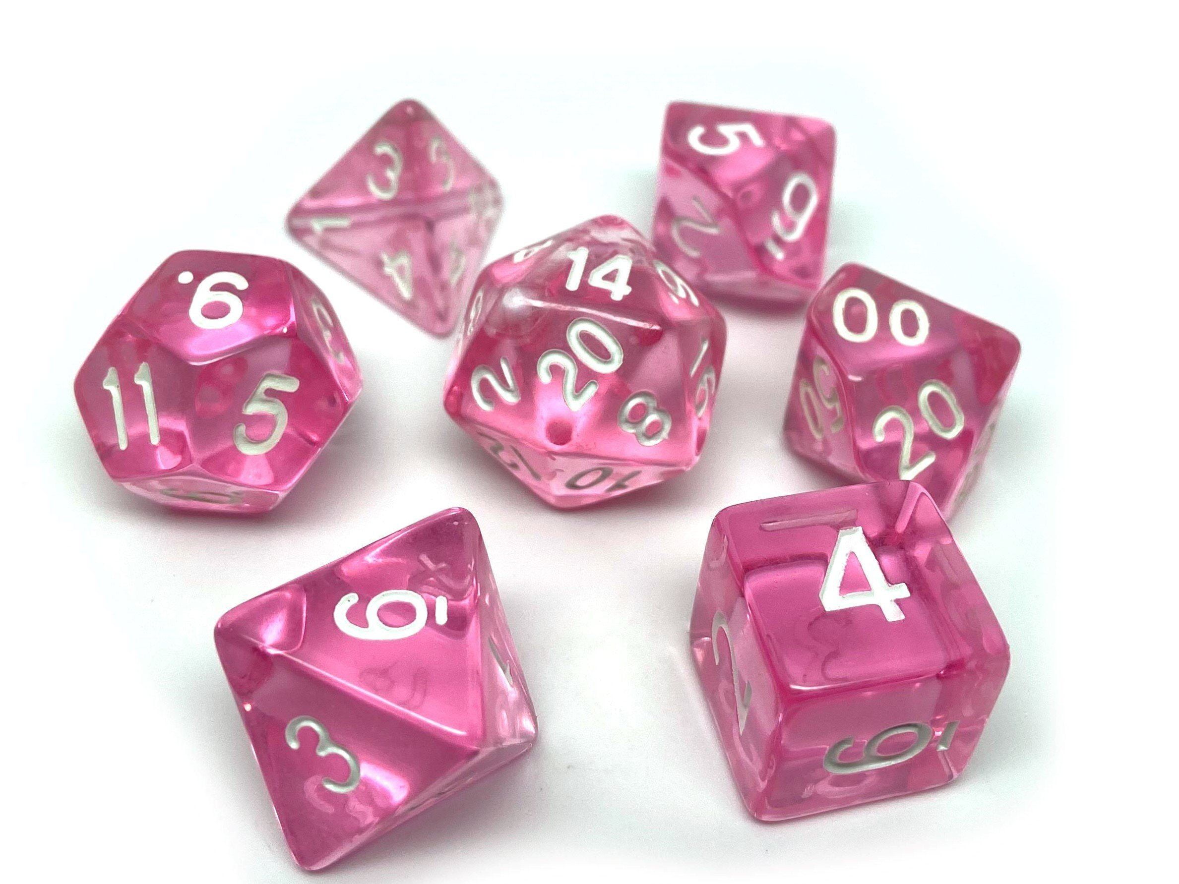 Pink Translucent Dice - 7 Piece Set - Walmart.com