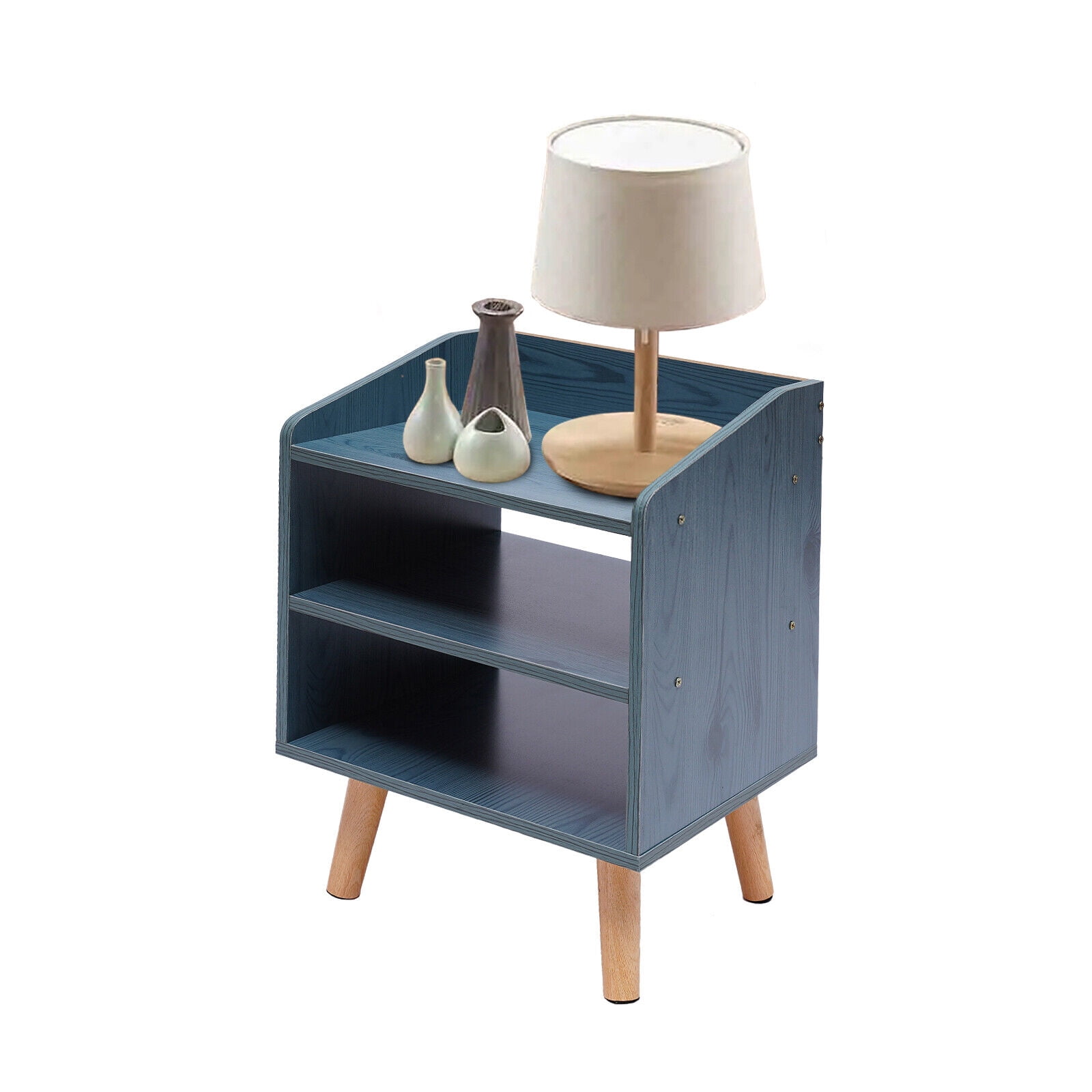 Miumaeov Blue Two-Drawer Nightstand, Modern Minimalist Bedside Table ...